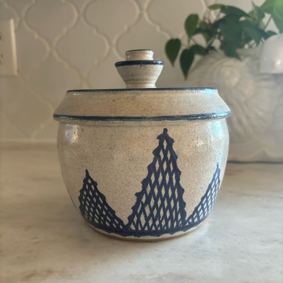Handmade | Kitchen | Pottered Blue Stoneware Soup Tourine Crock | Poshmark
